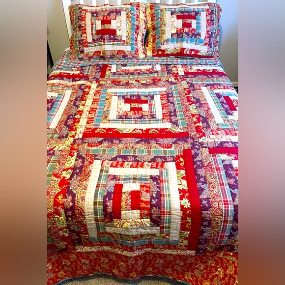 Pottery Barn | Bedding | Rare Pottery Barn Vintage Log Cabin Christmas ...